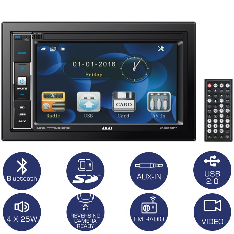 AKAI CA-2DIN2217 ΗΧΟΣΥΣΤΗΜΑ ΑΥΤΟΚΙΝΗΤΟΥ 2 DIN ΜΕ BLUETOOTH, USB, SD 6.2 ...