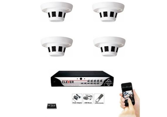 Πλήρες σετ 4 κρυφές κάμερες με καταγραφικό DVR και σκληρό δίσκο 500 GB ...